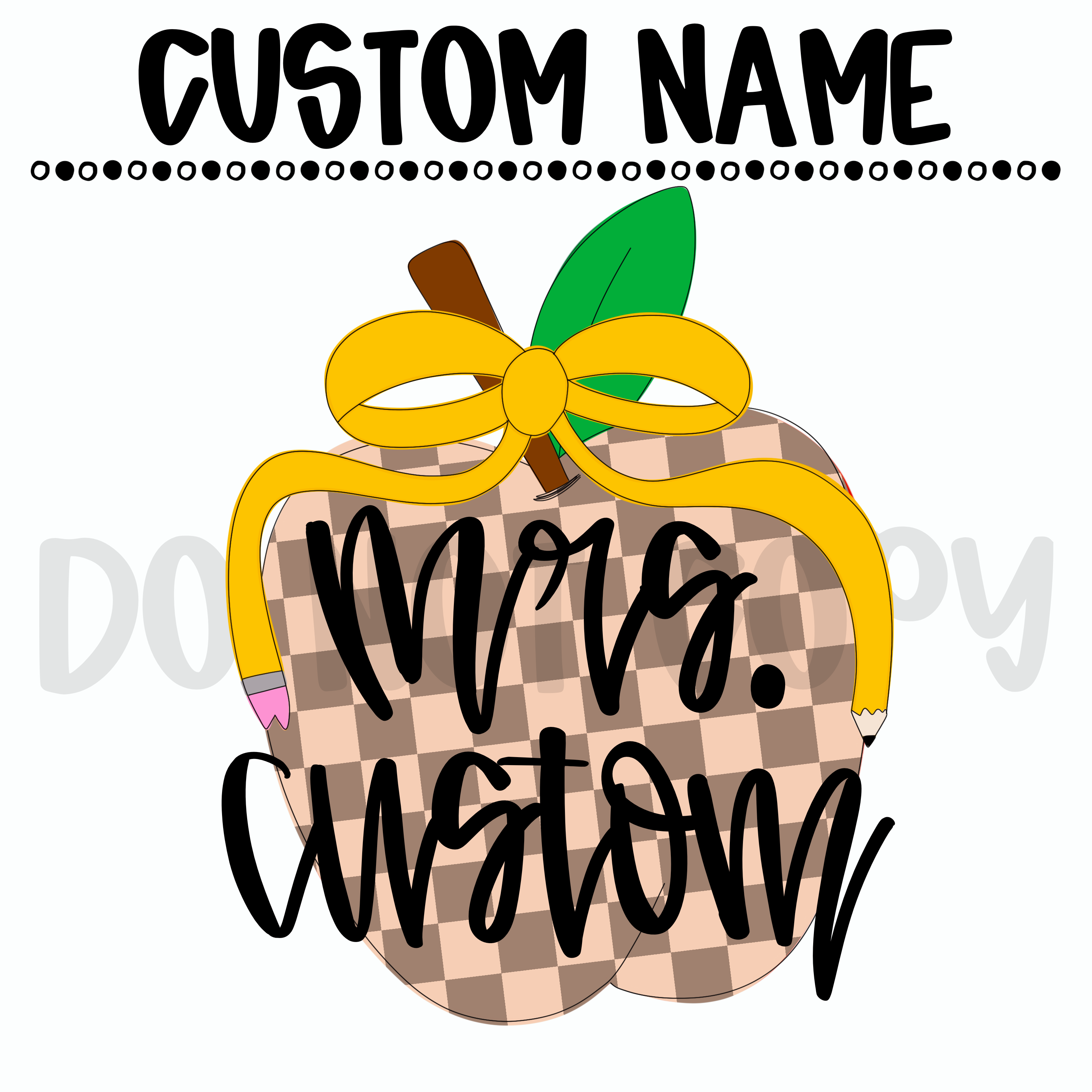 Checkered Apple Custom Name – Darling Mama Digitals