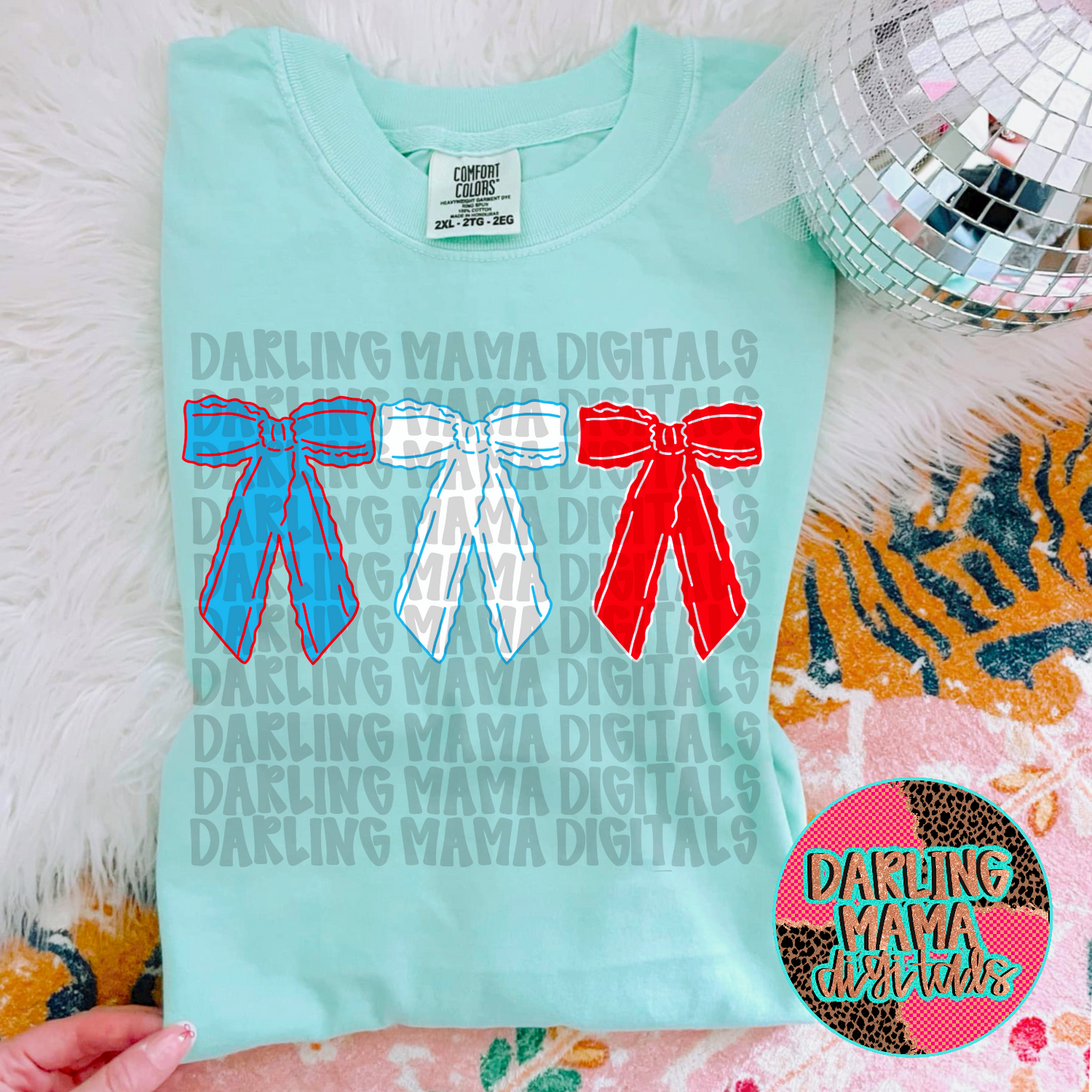 RWB Ruffle Bow – Darling Mama Digitals