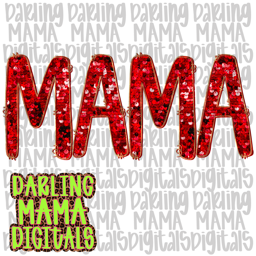 Faux red sequin mama – Darling Mama Digitals