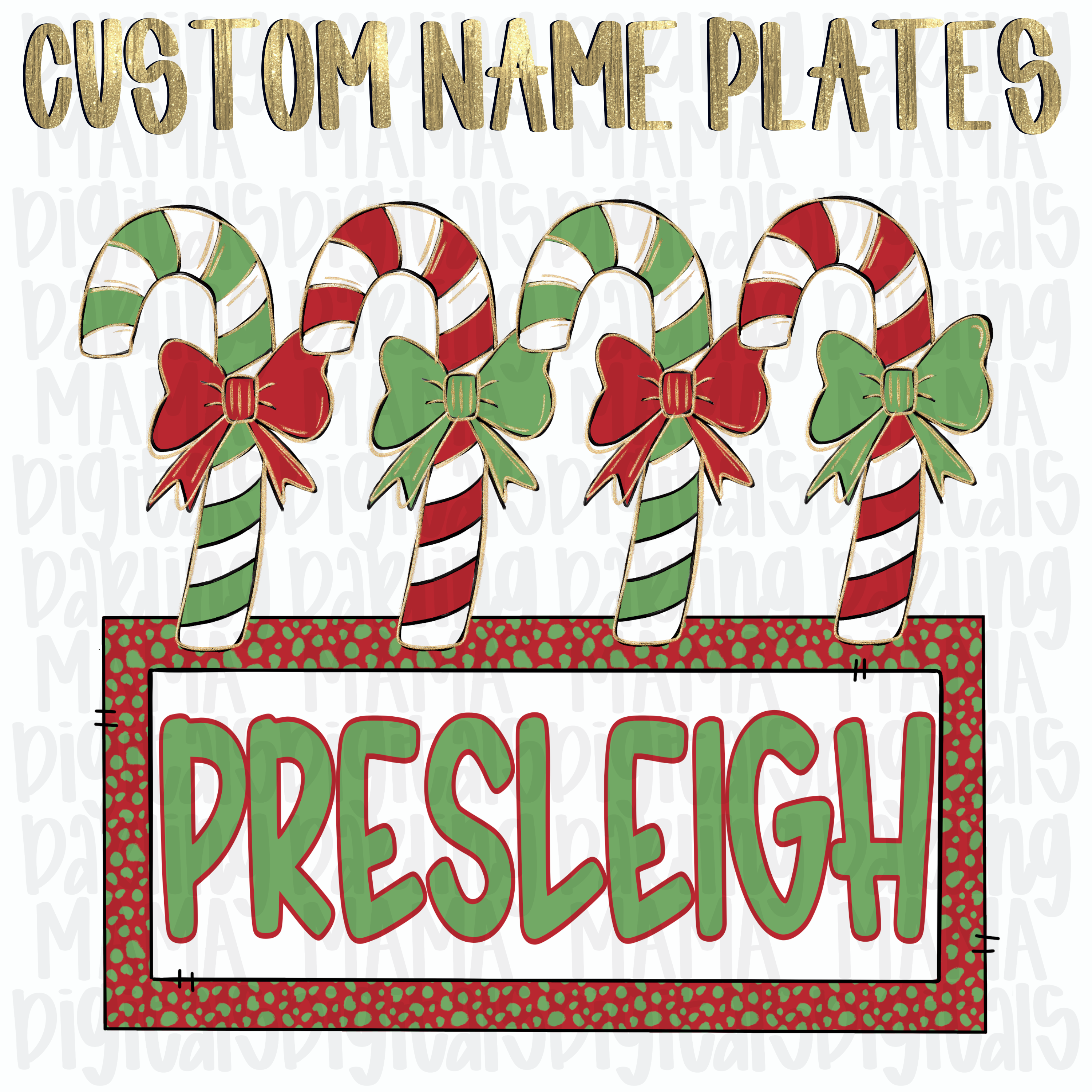 Custom red and green candy cane – Darling Mama Digitals