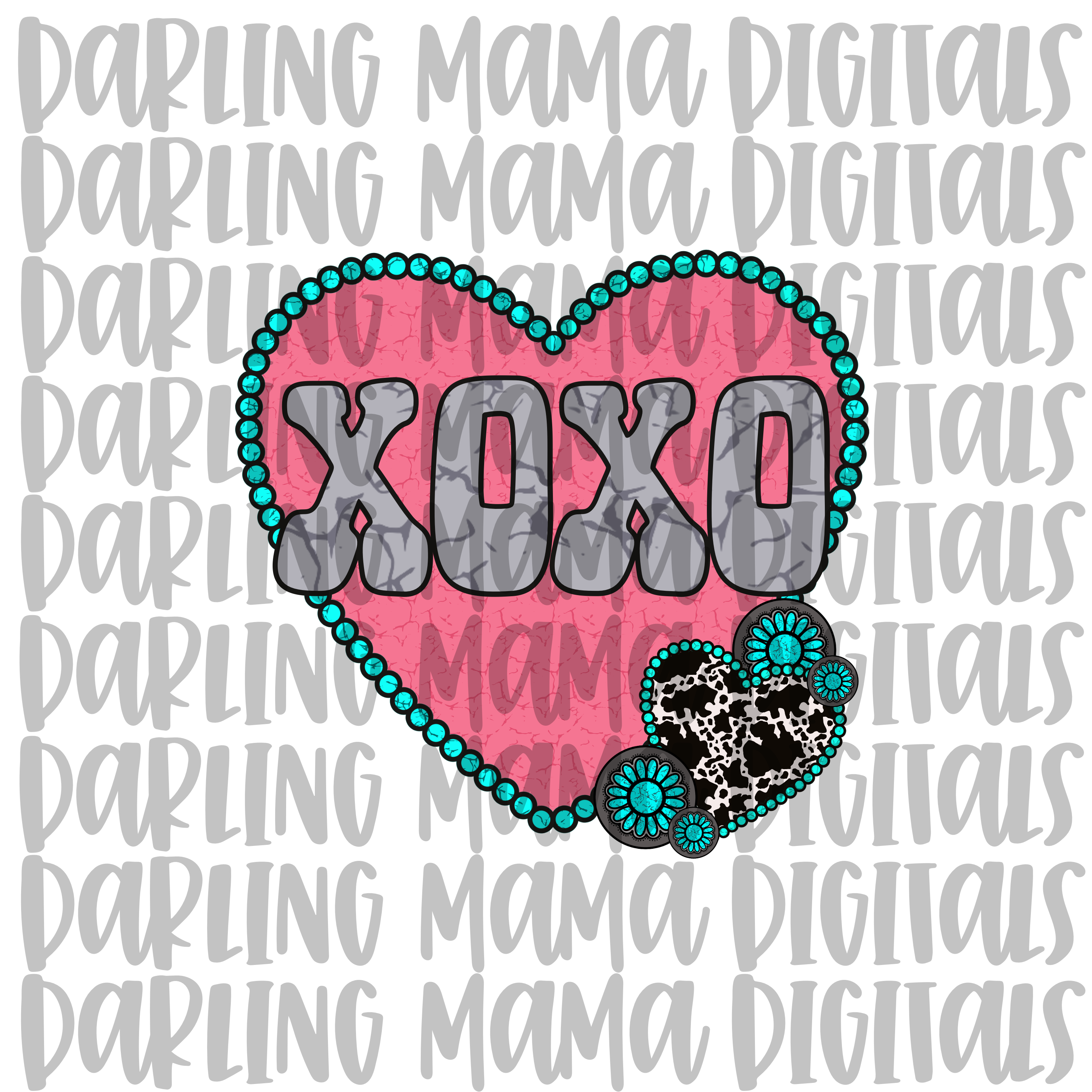 Pink Heart Western Xoxo – Darling Mama Digitals