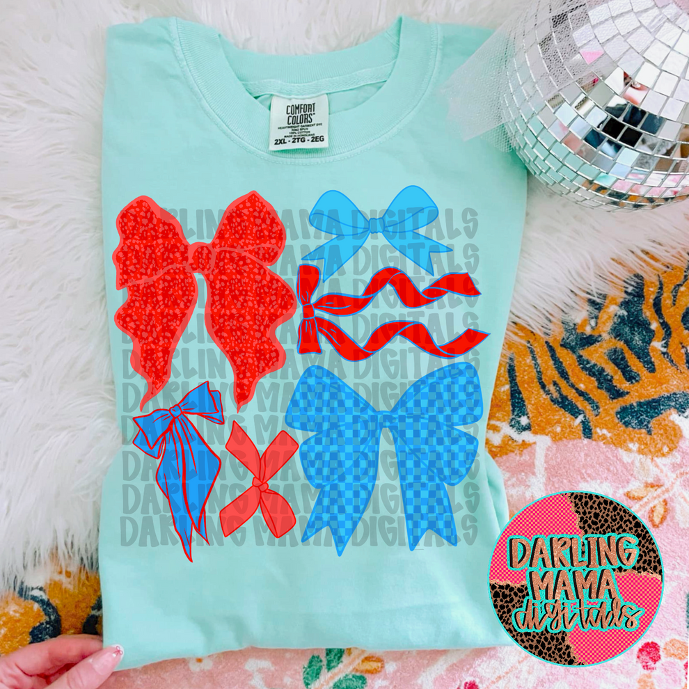 Red, white, Bue Bow Collage – Darling Mama Digitals