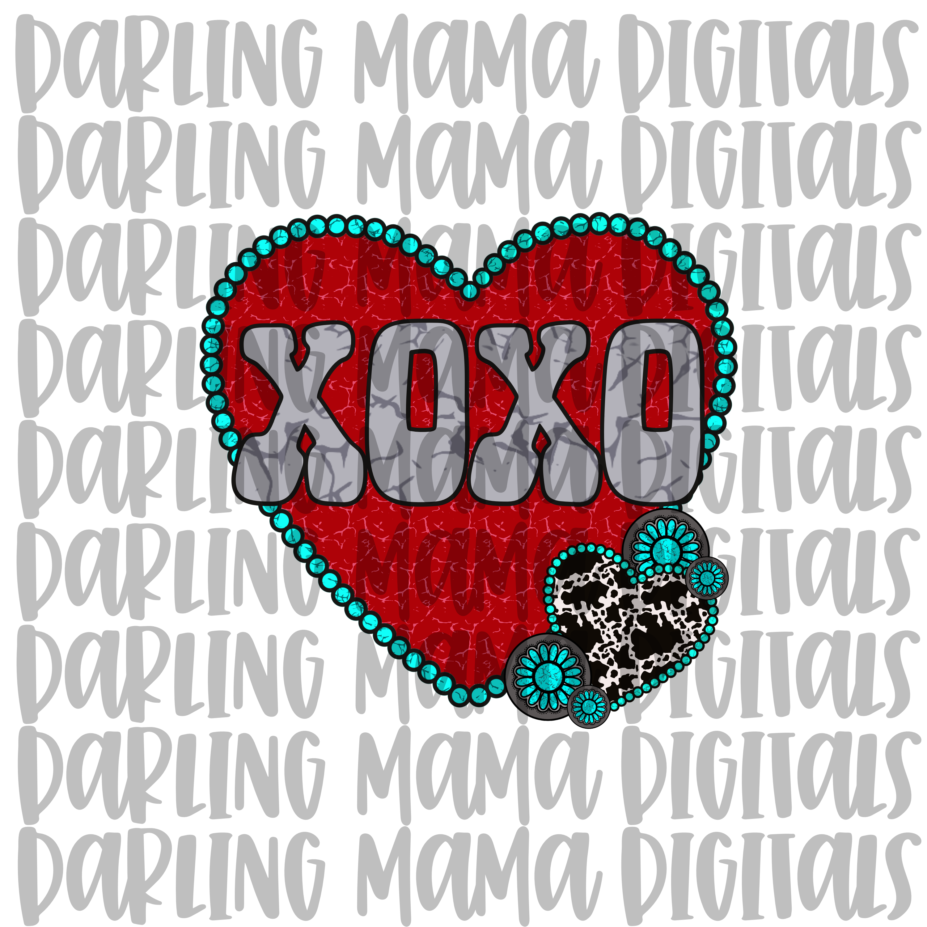 Red Heart Western Xoxo – Darling Mama Digitals