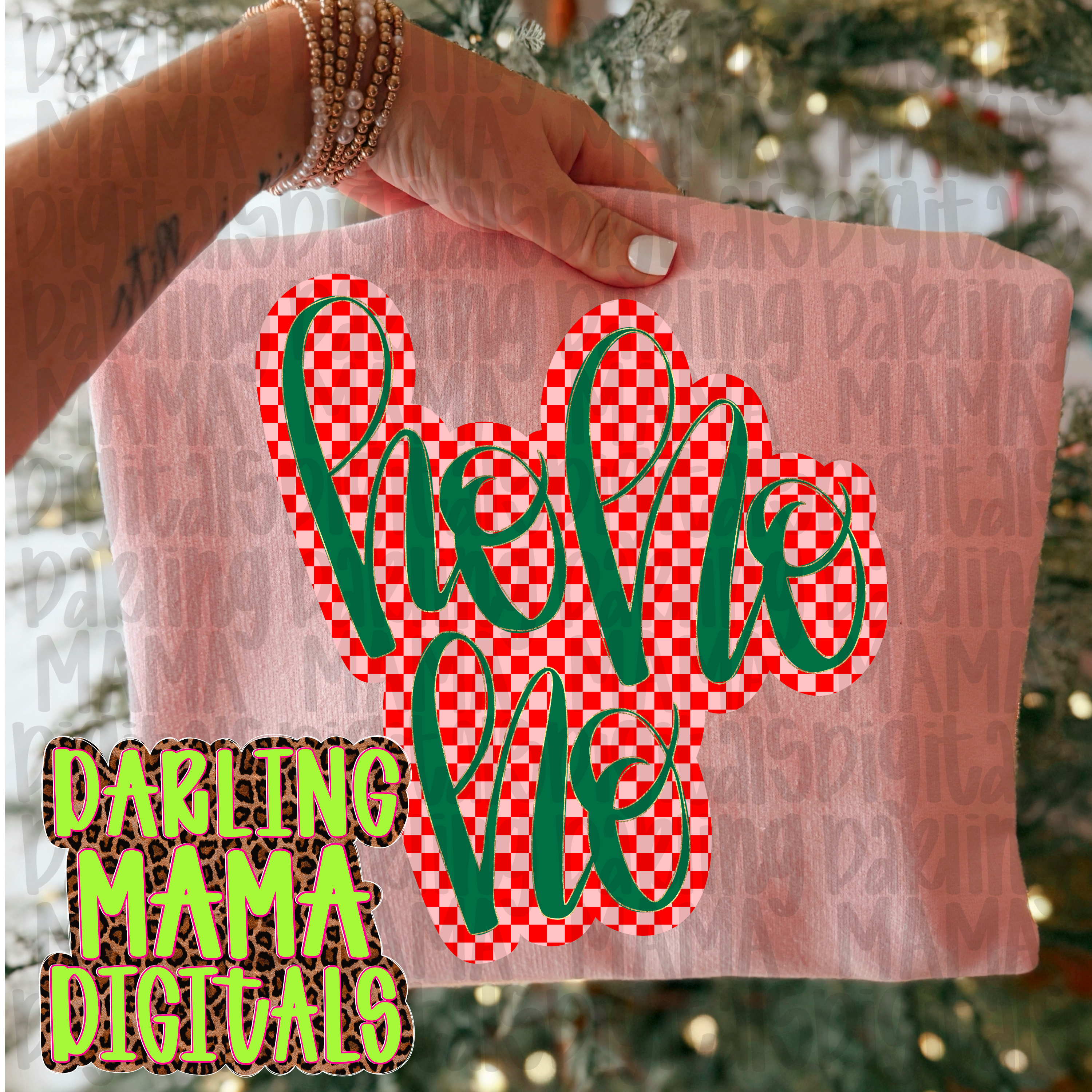 Green checkered ho ho ho – Darling Mama Digitals