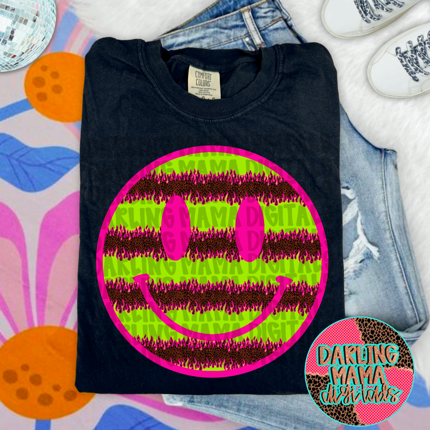 Neon Cheetah Flame Smiley – Darling Mama Digitals
